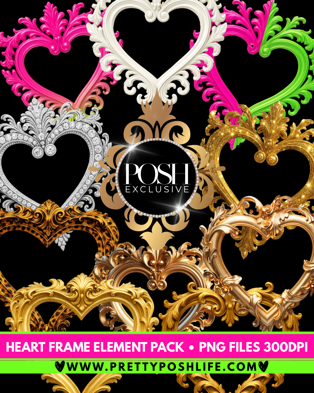 Heart Frame Element Pack – Posh Design Co.