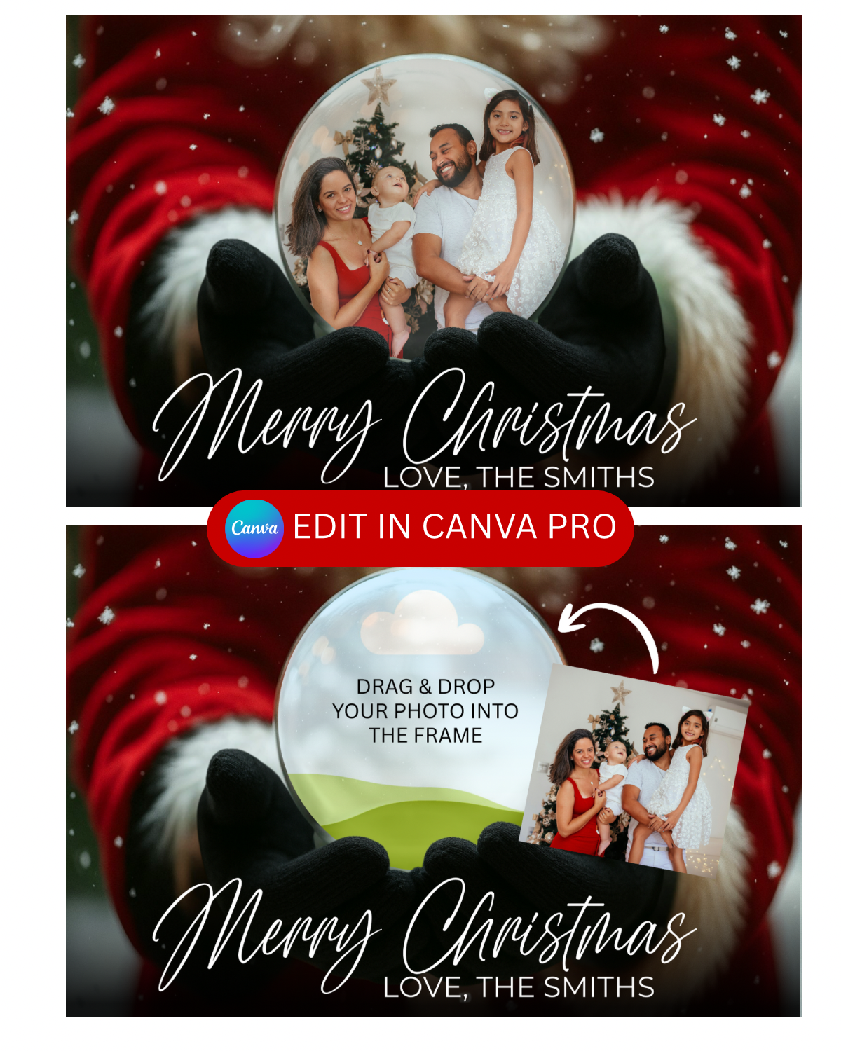 Santa Snow Globe Card Template – Posh Design Co.